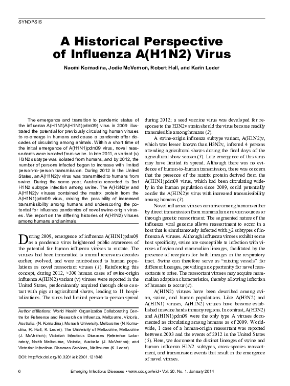 (PDF) A Historical Perspective of Influenza A(H1N2) Virus