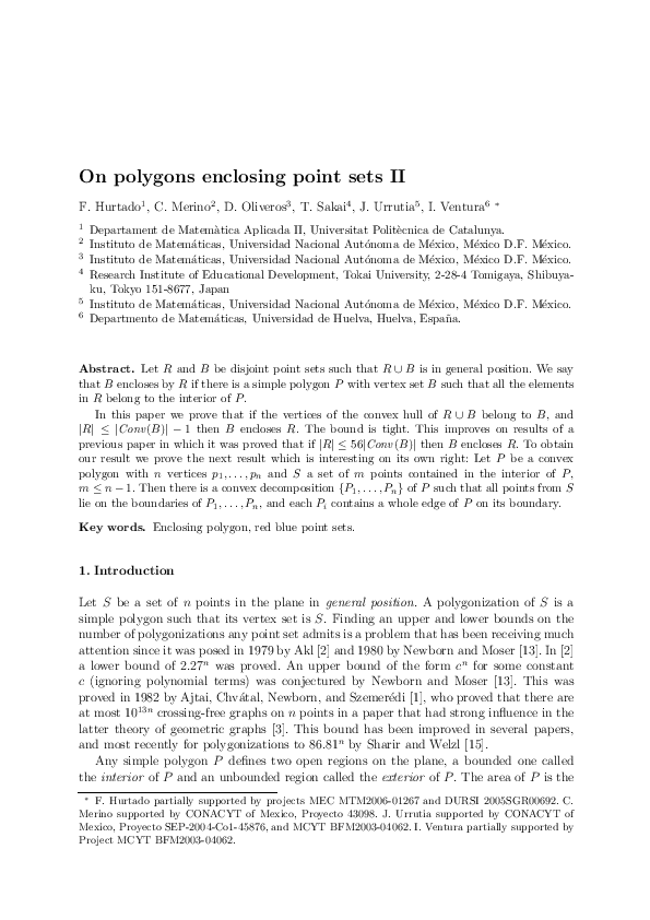 (PDF) On Polygons Enclosing Point Sets II