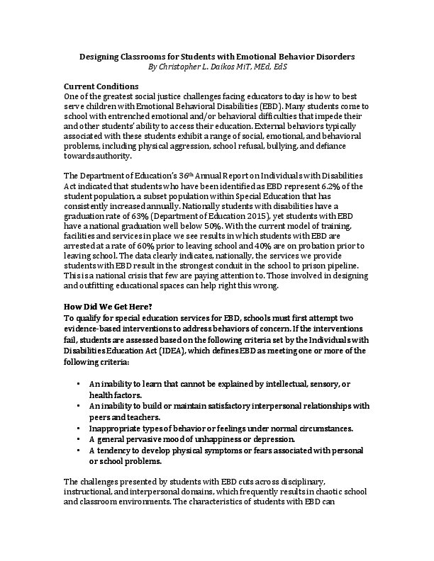 (PDF) Educating Students with Emotional and Behavioral Disorders | Ivana Vasilevska Petrovska ...