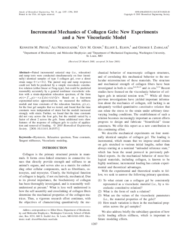 (PDF) Incremental Mechanics of Collagen Gels: New Experiments and a New ...