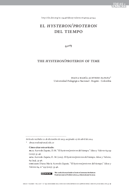 (PDF) El hysteron/proteron del tiempo - The Hysteron/Proteron of Time