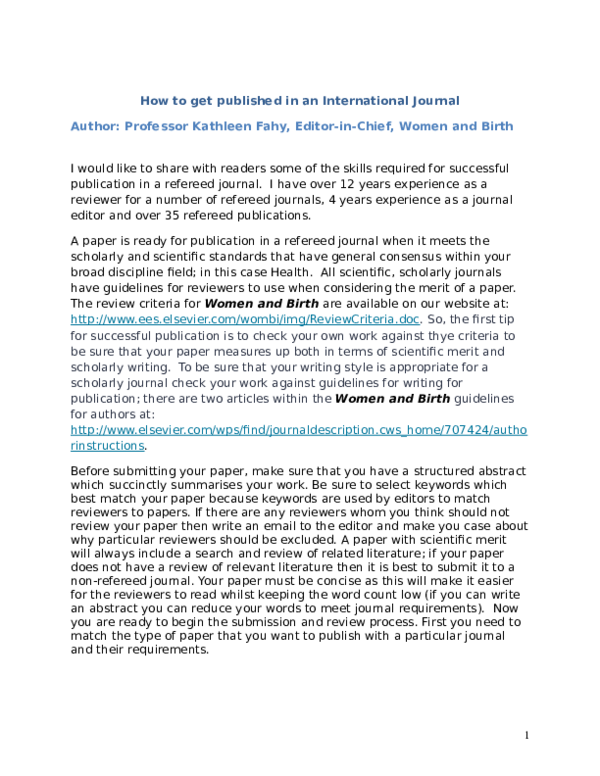 (DOC) How to get published in an international journal