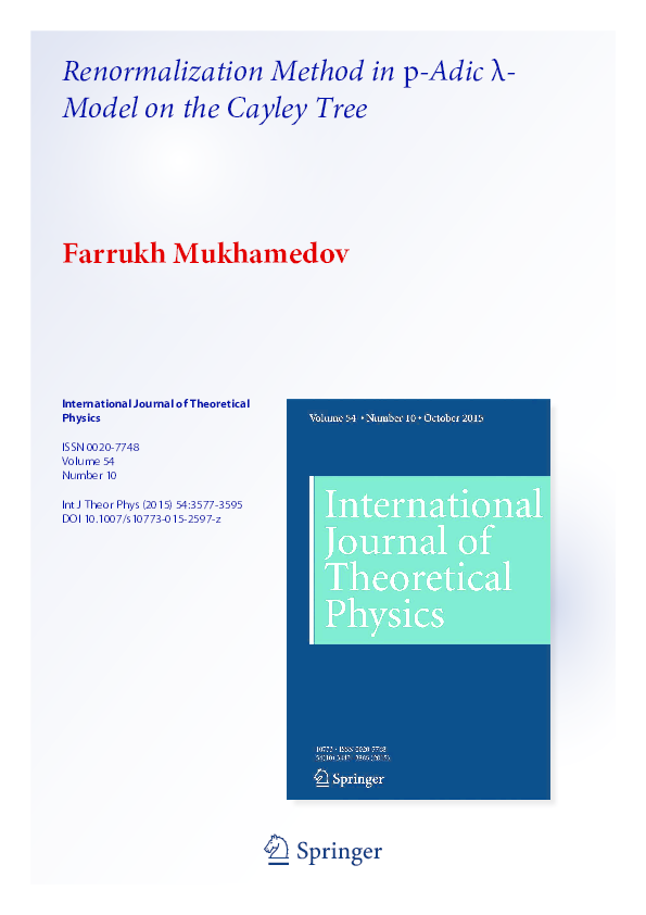 (PDF) Renormalization Method in p-Adic λ- Model on the Cayley Tree