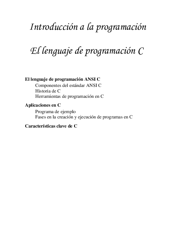 (PDF) Introducción a la programación El lenguaje de programación C