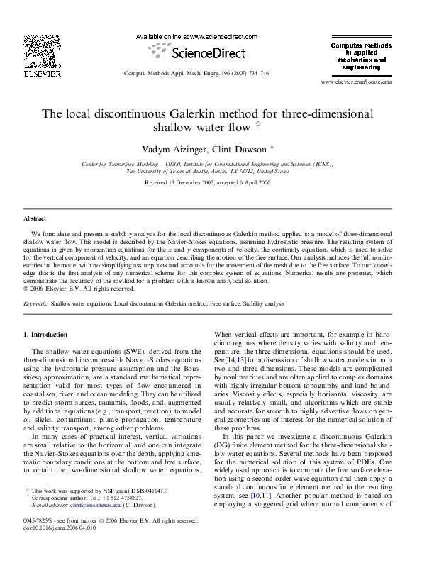 (PDF) The local discontinuous Galerkin method for three-dimensional ...