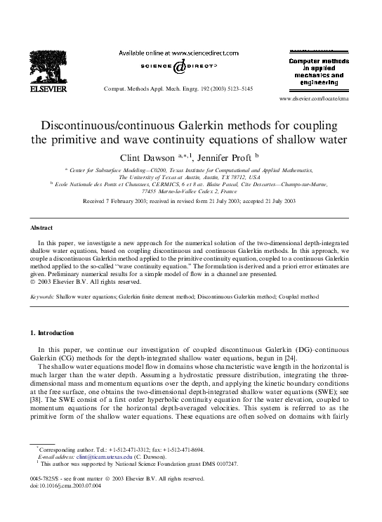 (PDF) Discontinuous/continuous Galerkin methods for coupling the ...