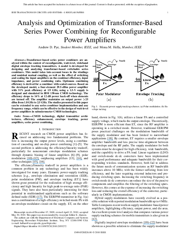 Pdf Analysis And Optimization Of Transformer Based Series Power