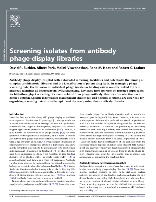 (PDF) Screening isolates from antibody phage-display libraries