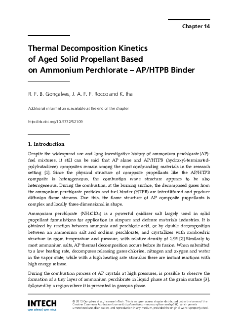 (PDF) Thermal Decomposition Kinetics of Aged Solid Propellant Based on ...
