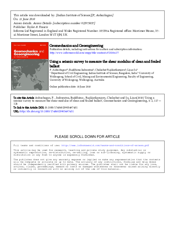 (PDF) Characterization of Clean and Fouled Rail Track Ballast ...