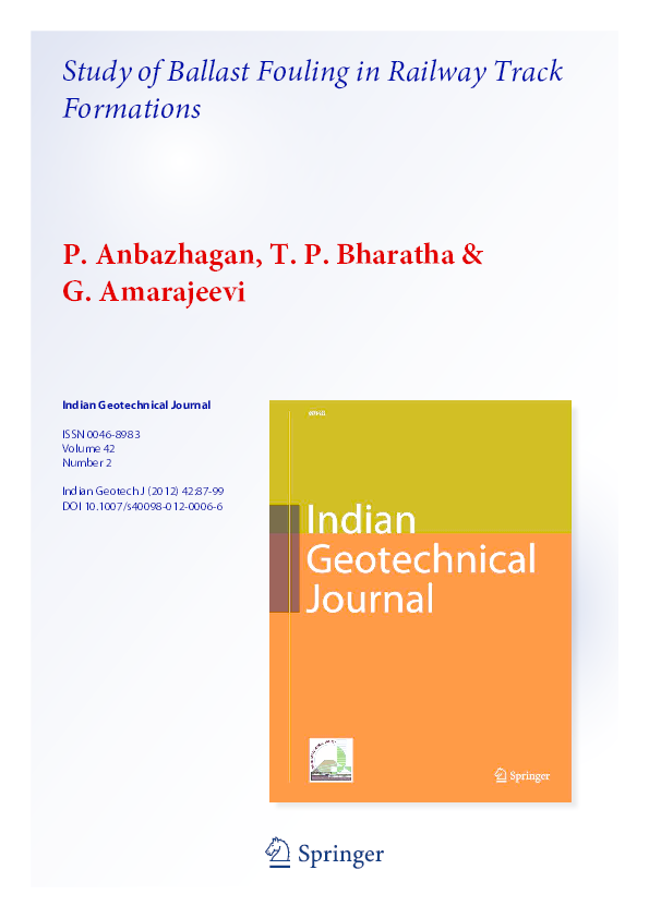 (PDF) Study of Ballast Fouling in Railway Track Formations