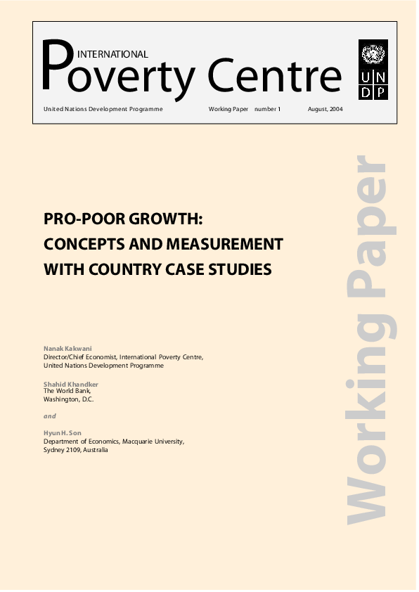 (PDF) Pro-poor growth: concepts and measurement with country case studies