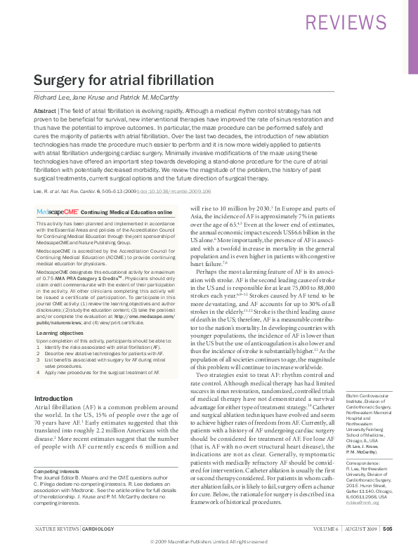 (PDF) Surgery for atrial fibrillation | Jane Kruse - Academia.edu