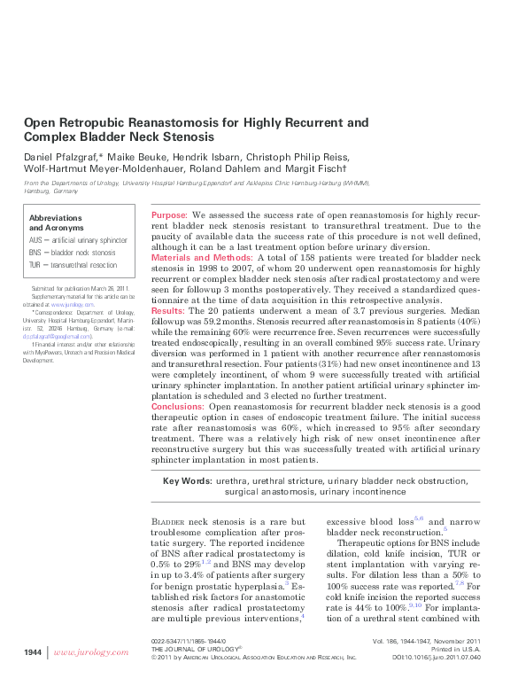 (PDF) Open Retropubic Reanastomosis for Highly Recurrent and Complex ...
