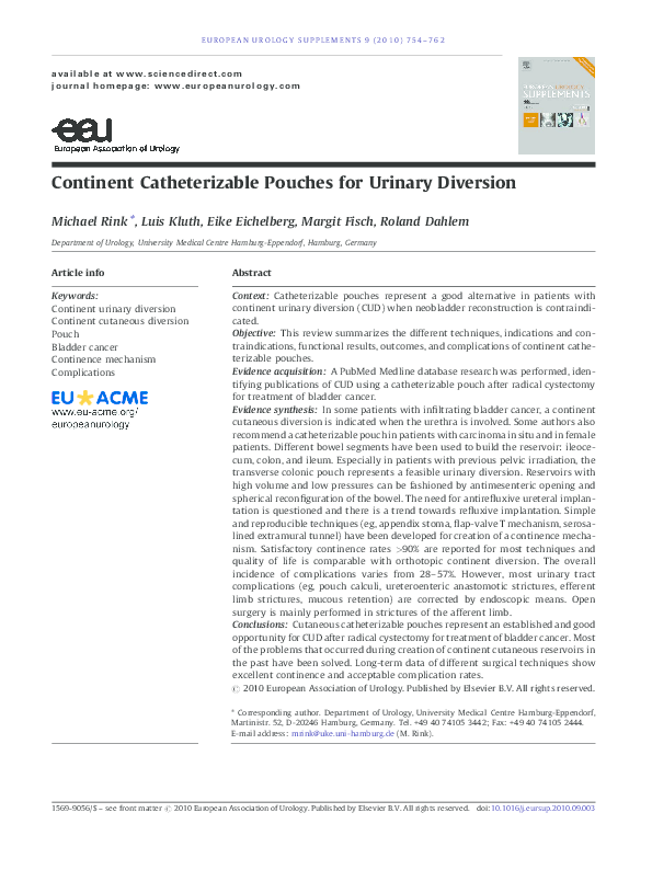 (PDF) Continent Catheterizable Pouches for Urinary Diversion
