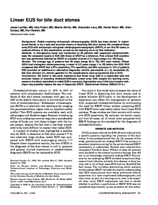(PDF) Linear EUS for bile duct stones