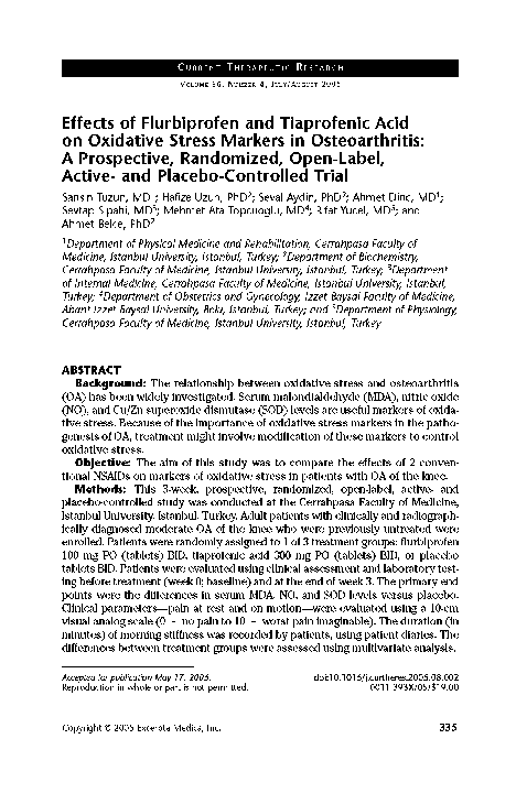 (PDF) Effects of flurbiprofen and tiaprofenic Acid on oxidative stress ...