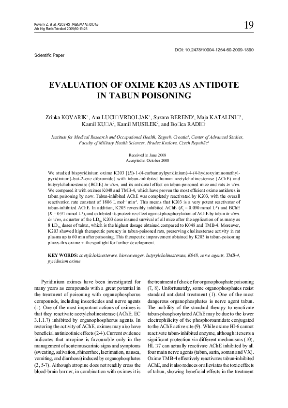 (PDF) In vitro and in vivo evaluation of pyridinium oximes: Mode of ...