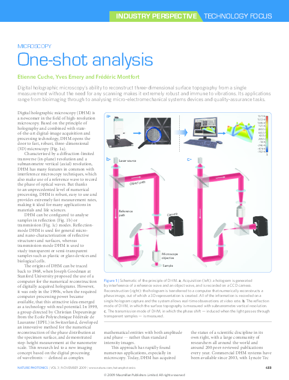 (PDF) Microscopy: One-shot analysis