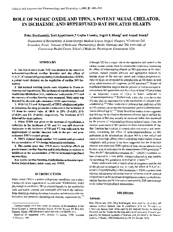 (PDF) ROLE OF NITRIC OXIDE AND TPEN, A POTENT METAL CHELATOR, IN ...