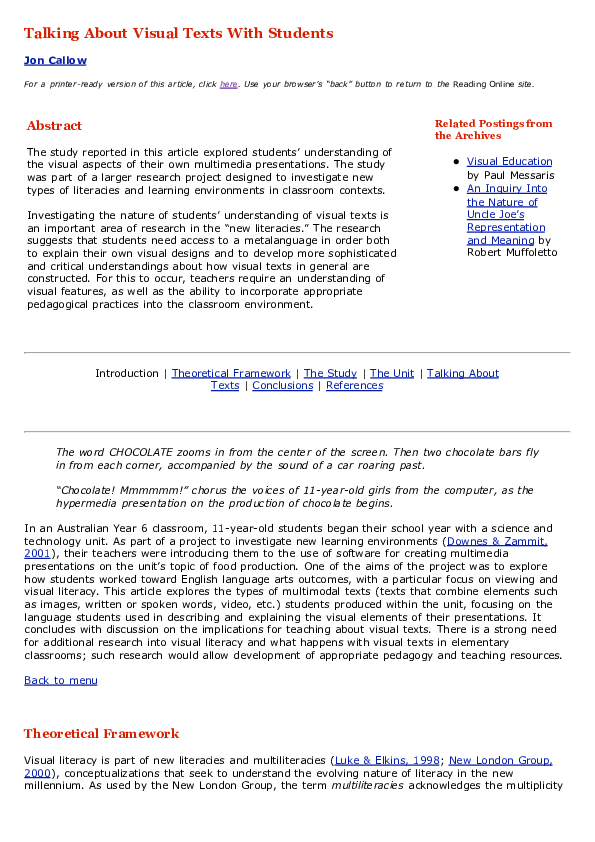 (PDF) Talking about visual texts with students