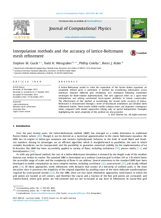 (PDF) Interpolation methods and the accuracy of lattice-Boltzmann mesh refinement