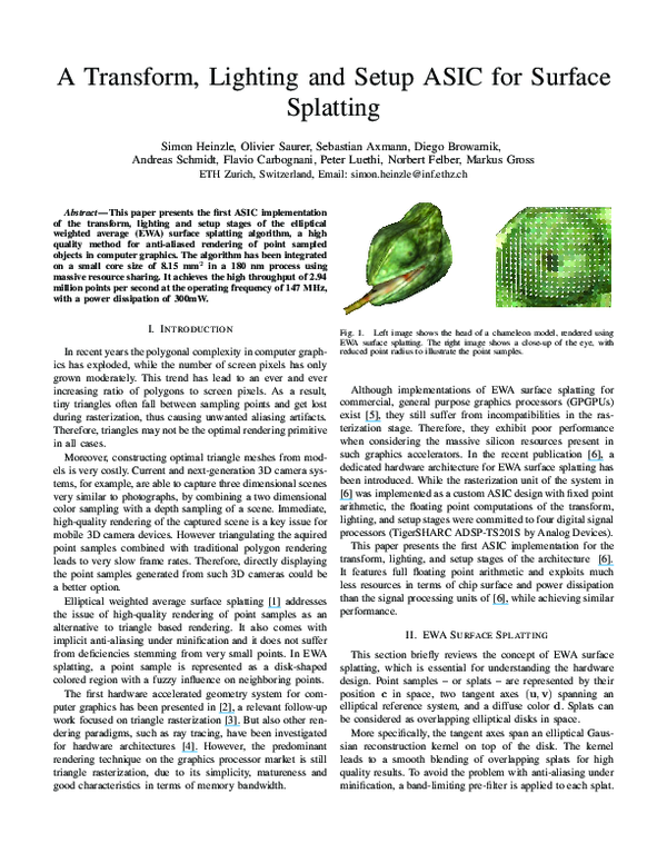 (PDF) A transform, lighting and setup ASIC for surface splatting