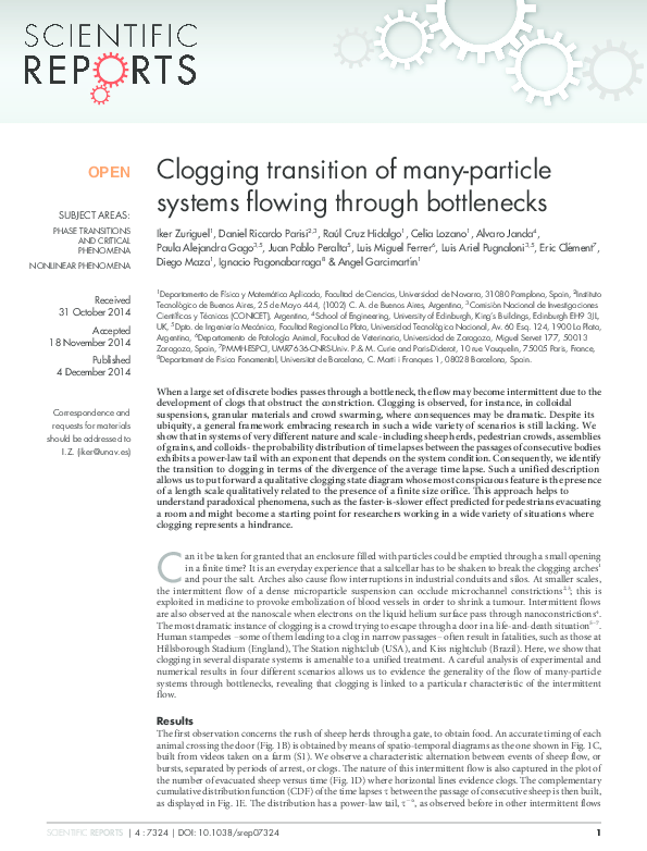 Pdf Clogging Transition Of Many Particle Systems Flowing Through