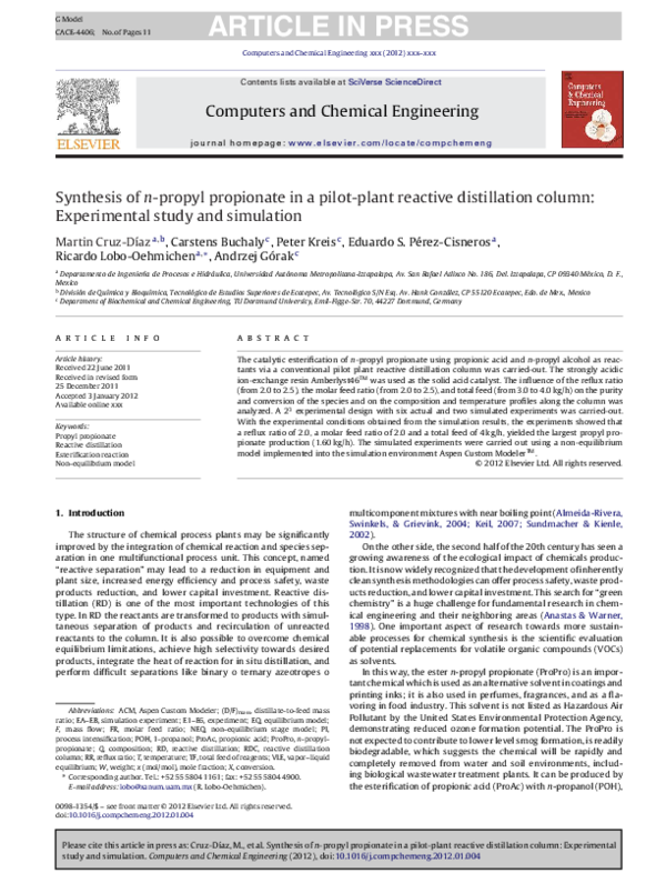 (PDF) Modelling of Multicomponent Distillation for Optimization and On-Line Control Short-Cut ...