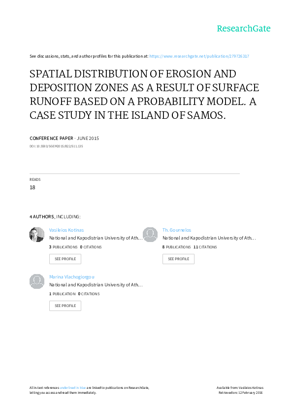(PDF) SPATIAL DISTRIBUTION OF EROSION AND DEPOSITION ZONES AS A RESULT ...
