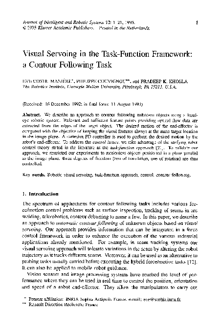 (PDF) Contour Following Using Visual Servoing Approach