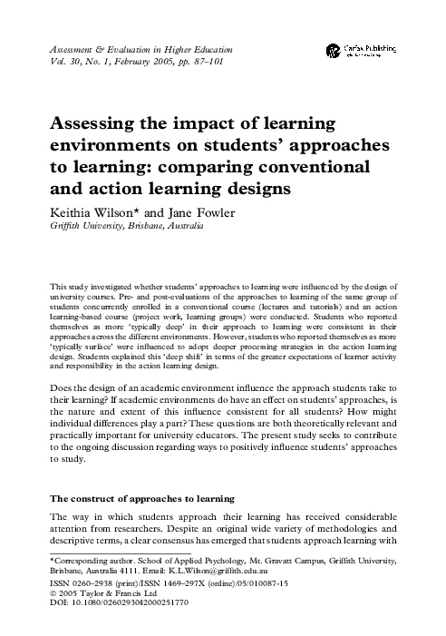 (PDF) Assessing the impact of learning environments on students ...
