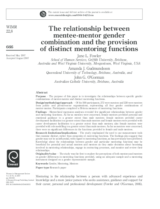 (PDF) Mentoring Functions Questionnaire | Terri Scandura - Academia.edu