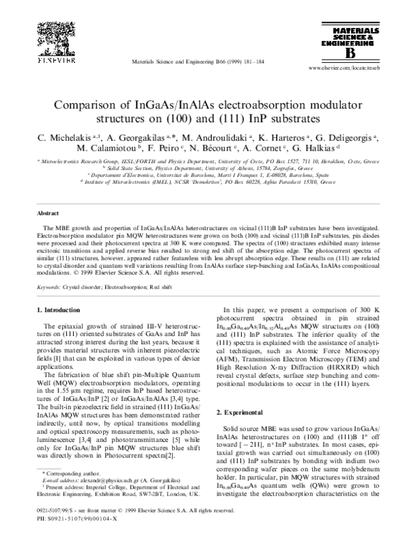 (PDF) Comparison of InGaAs/InAlAs electroabsorption modulator ...