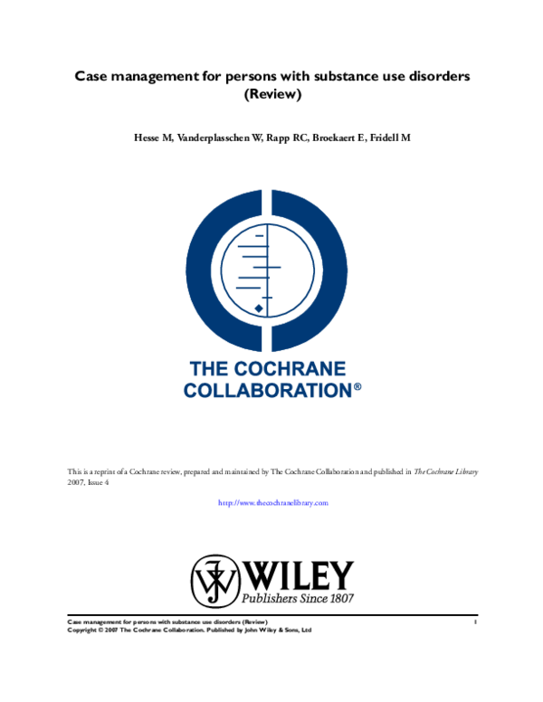 (PDF) Case management for persons with substance use disorders