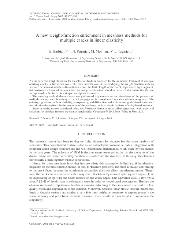 (PDF) A new weight-function enrichment in meshless methods for multiple ...