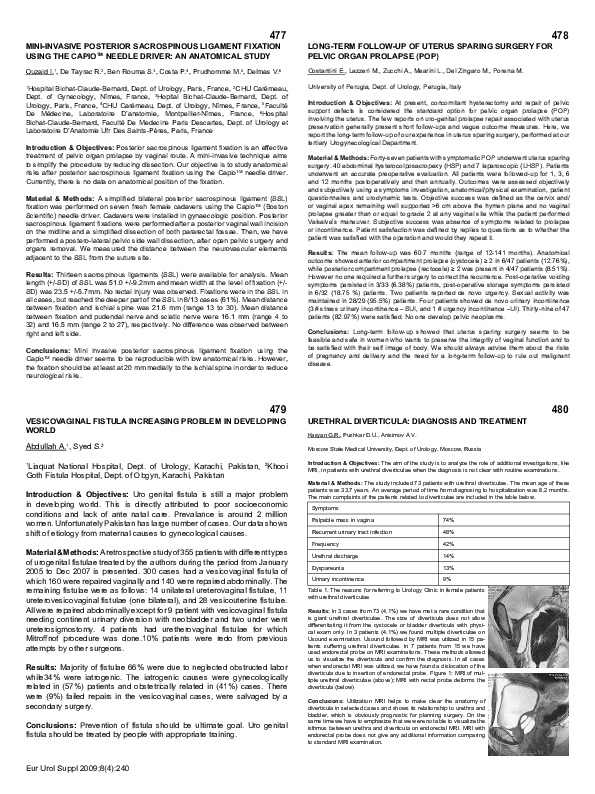 (PDF) 477 Mini-Invasive Posterior Sacrospinous Ligament Fixation Using ...