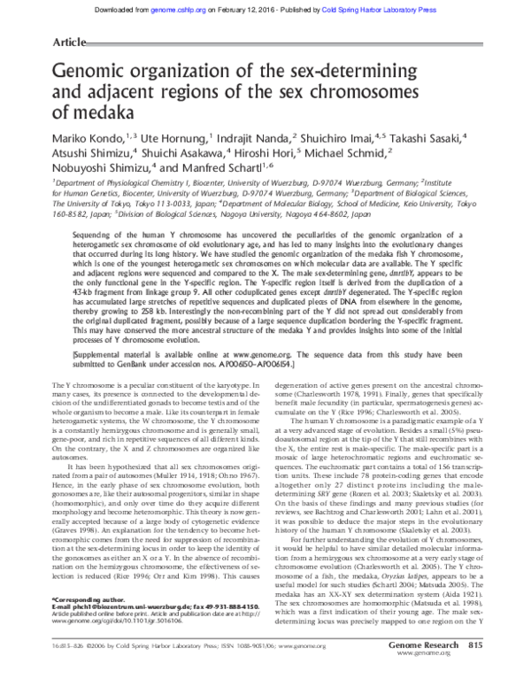Pdf Genomic Organization Of The Sex Determining And Adjacent Regions