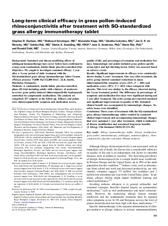 (PDF) Long-term clinical efficacy in grass pollen–induced ...