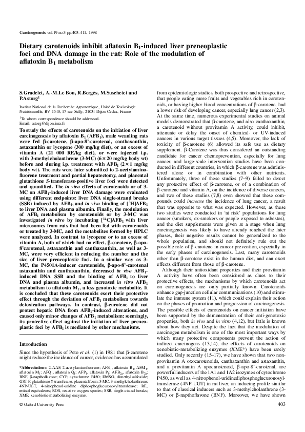 (PDF) Dietary carotenoids inhibit aflatoxin B1-induced liver ...