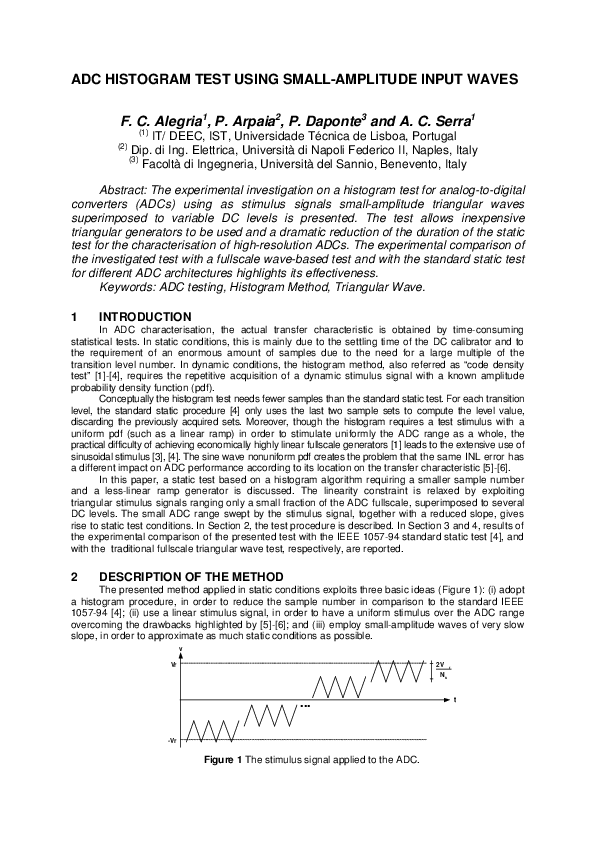 (PDF) ADC histogram test using small-amplitude input waves
