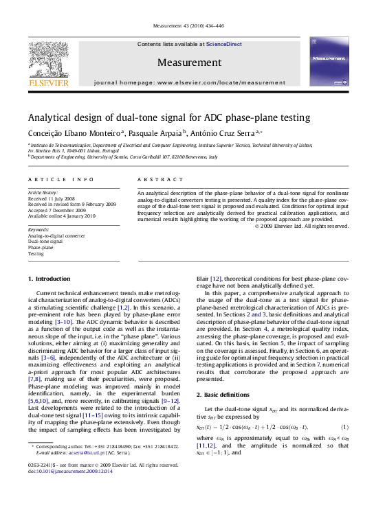 (PDF) Analytical design of dual-tone signal for ADC phase-plane testing