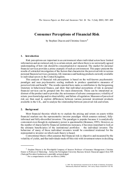 (PDF) Consumer Perceptions of Financial Risk