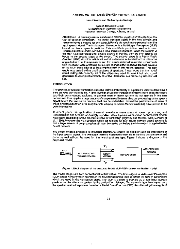 (PDF) A Hybrid MLP-RBF based speaker verification system