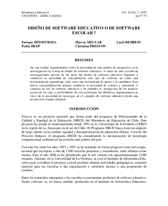 (PDF) ¿ Diseño de software educativo o de software escolar