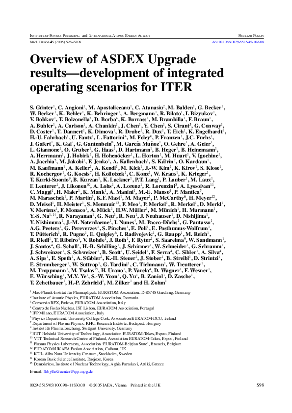 (PDF) Overview of ASDEX Upgrade results—development of integrated ...