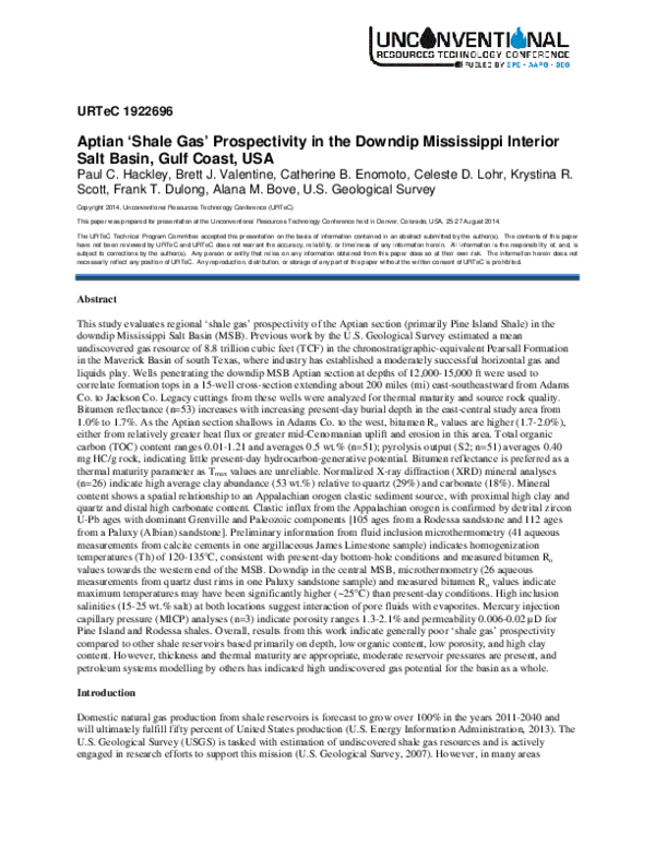 (PDF) Aptian ‘Shale Gas’ Prospectivity in the Downdip Mississippi ...