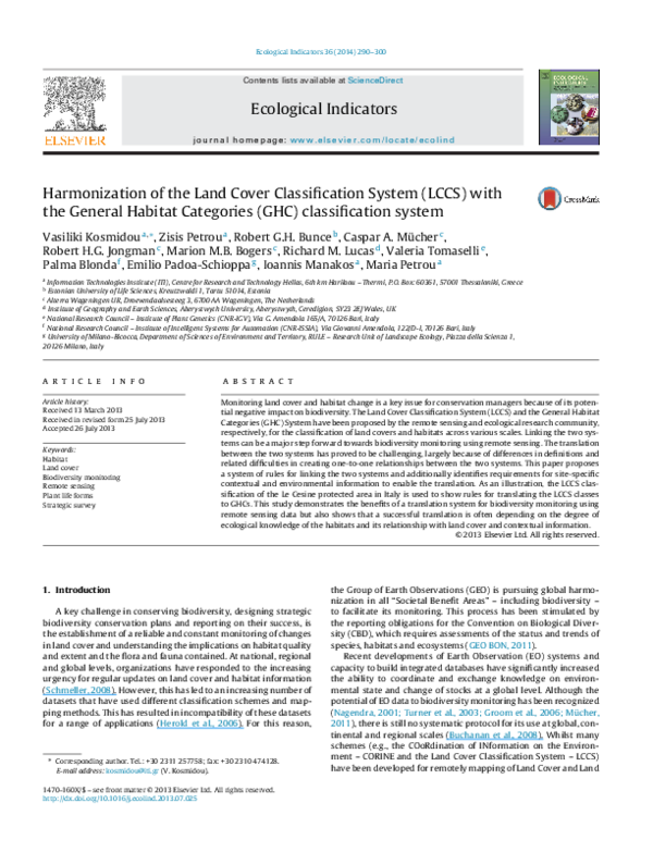 (PDF) Harmonization of the Land Cover Classification System (LCCS) with ...