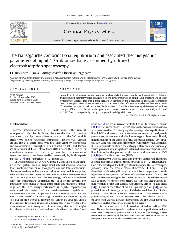 (PDF) The trans/gauche conformational equilibrium and associated ...