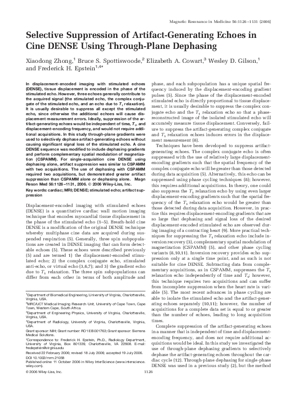 (PDF) Selective suppression of artifact-generating echoes in cine DENSE ...